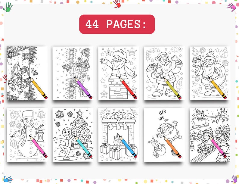 Merry Christmas Coloring Book | 44 Pages | Cute Coloring Pages for Kids ...