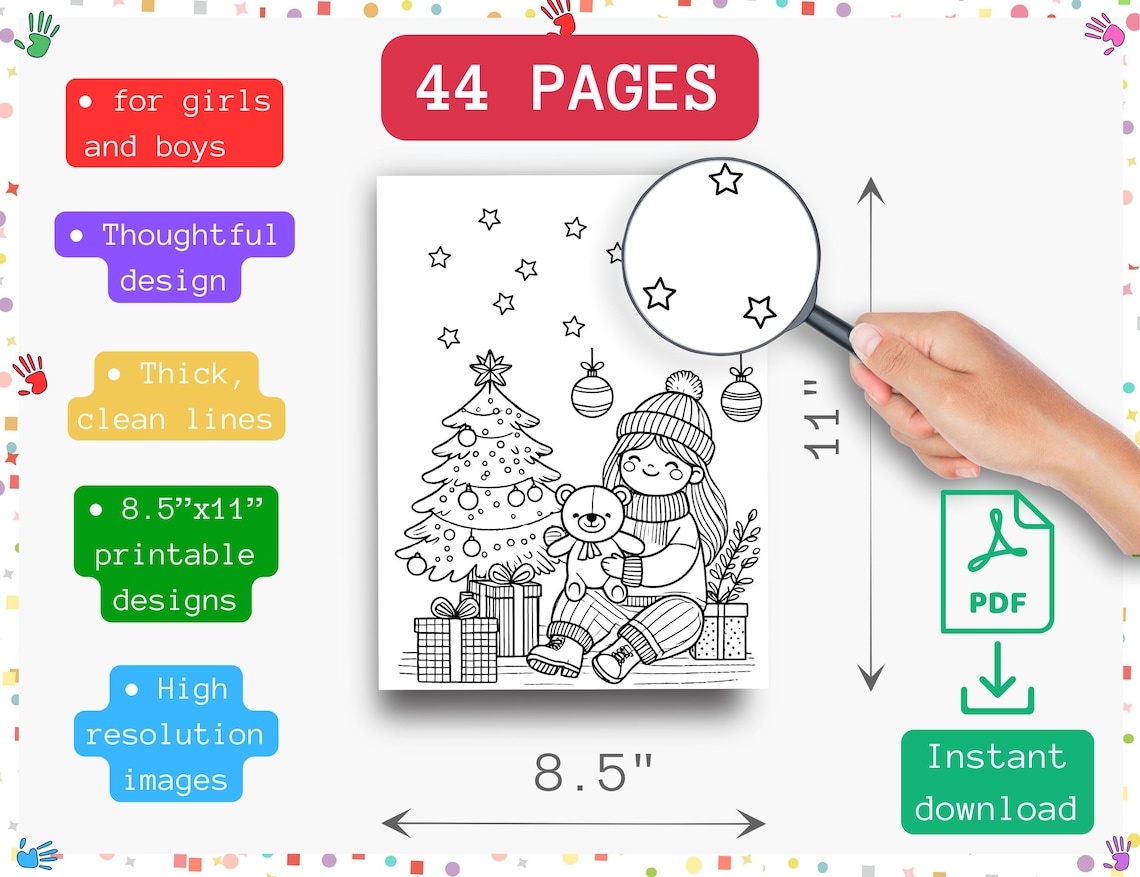 Merry Christmas Coloring Book | 44 Pages | Cute Coloring Pages for Kids ...