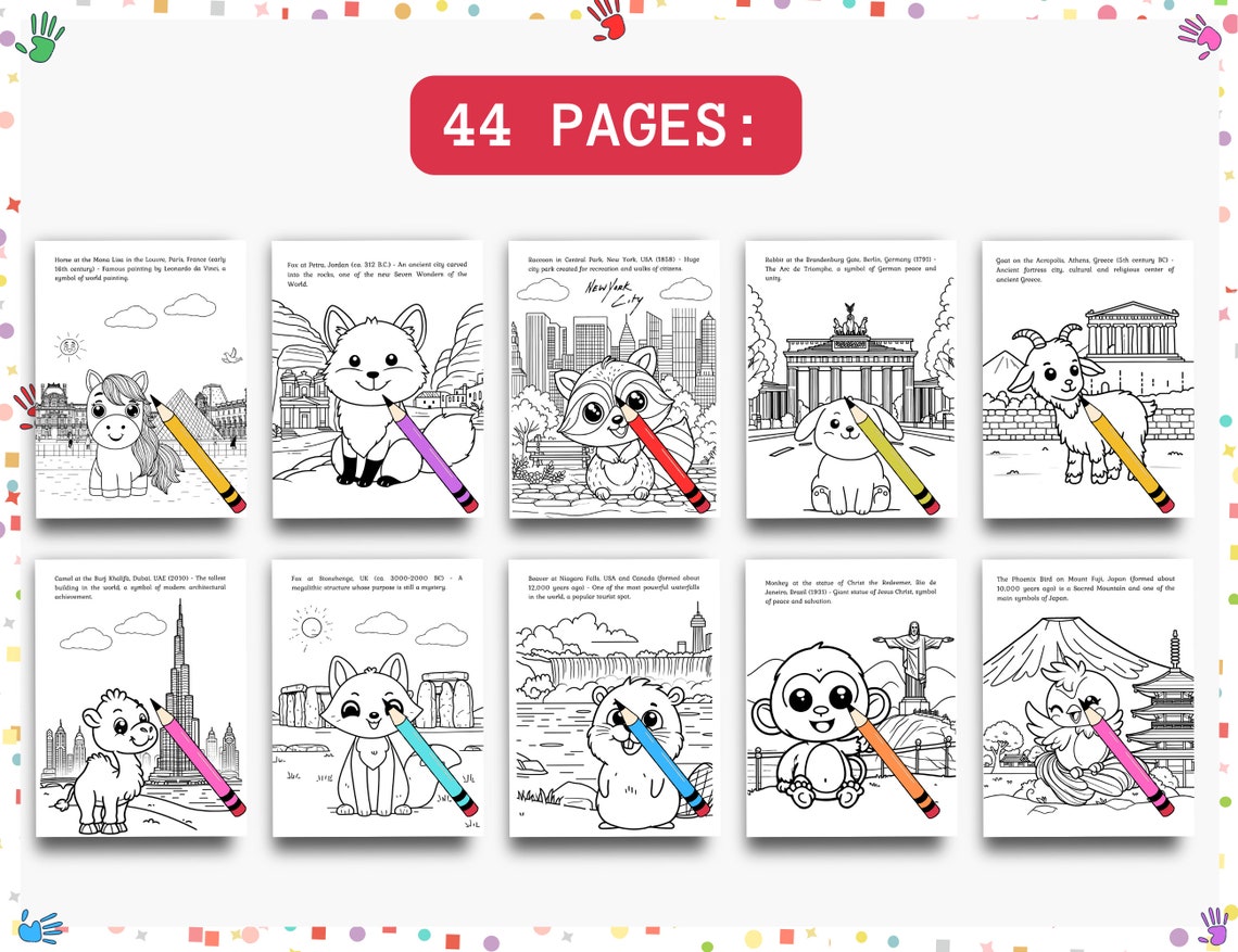 Animals Around the World Coloring Pages | 44 Pages | Educational ...