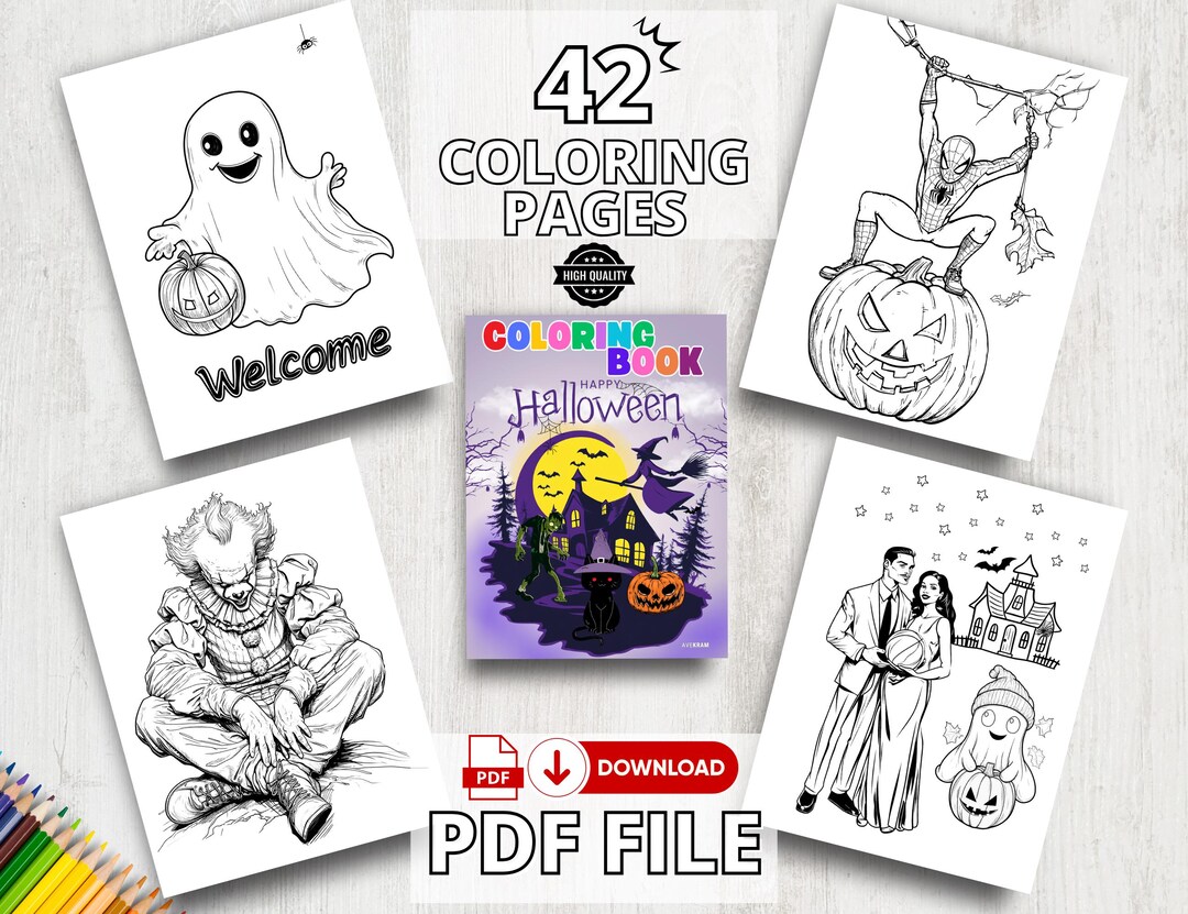 Happy Halloween Coloring Book | Coloring Pages for Kids Ages 6-12 | 42 ...