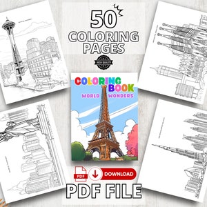World Wonders Coloring Pages | Stress Relief 50 Pages | Educational ...
