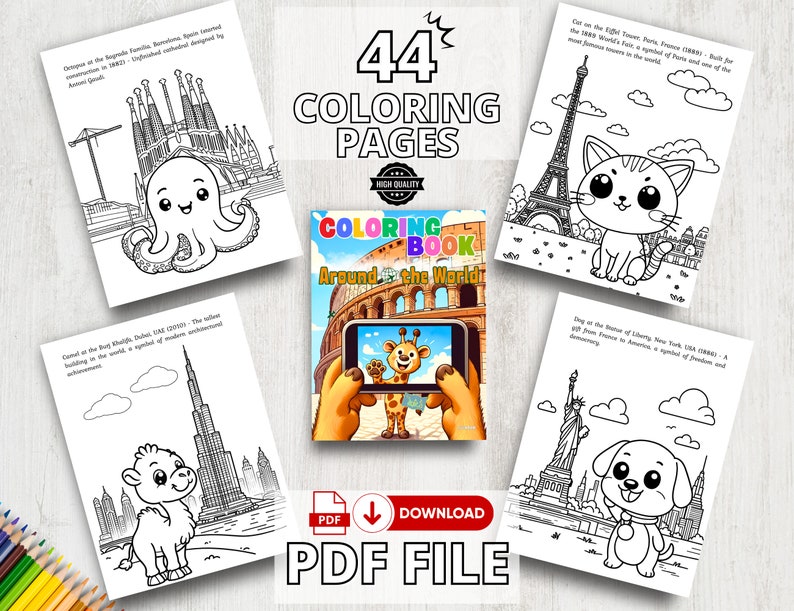 Animals Around the World Coloring Pages | 44 Pages | Educational ...