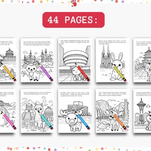 Animals Around the World Coloring Pages | 44 Pages | Educational ...