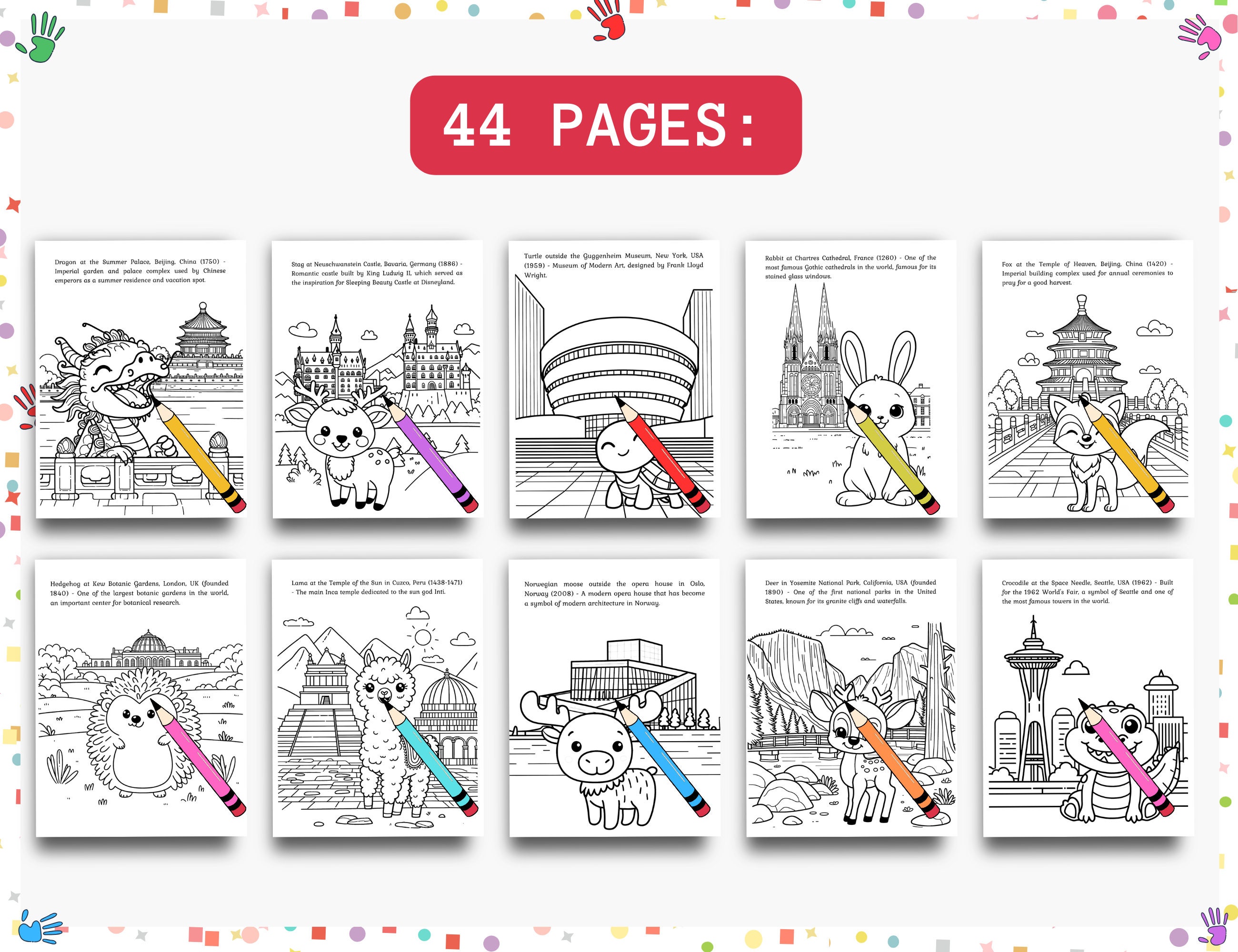 Animals Around the World Coloring Pages | 44 Pages | Educational ...
