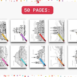 World Wonders Coloring Pages | Stress Relief 50 Pages | Educational ...