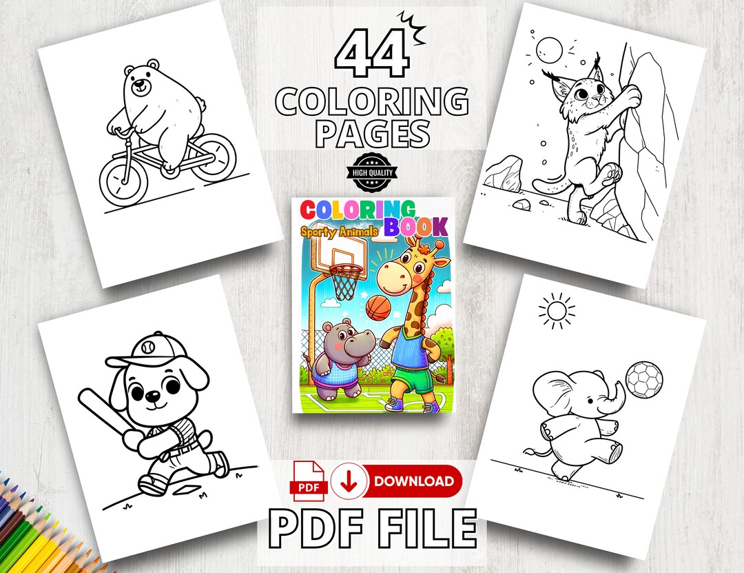 Sporty Animals Coloring Pages | Educational Coloring Book for Kids Age ...