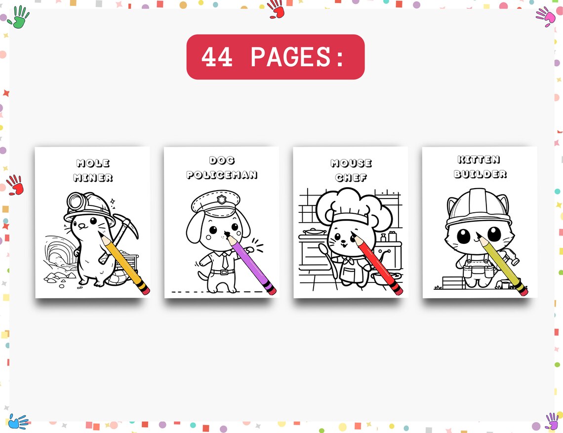 Animals in the Profession Coloring Pages | Educational Coloring Book ...