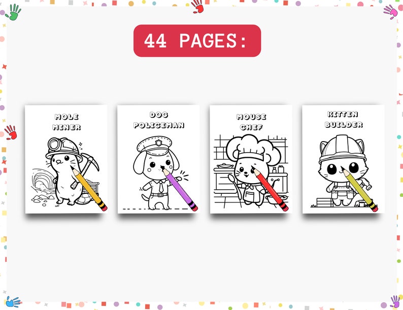 Animals in the Profession Coloring Pages | Educational Coloring Book ...