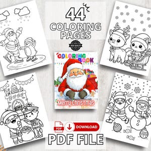 Merry Christmas Coloring Book | 44 Pages | Cute Coloring Pages for Kids ...