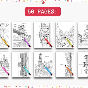 World Wonders Coloring Pages | Stress Relief 50 Pages | Educational ...