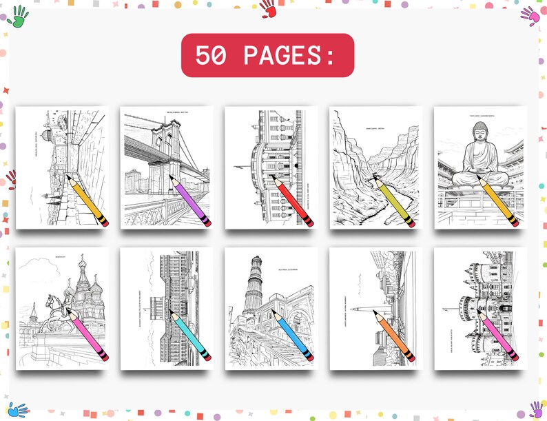 World Wonders Coloring Pages | Stress Relief 50 Pages | Educational ...