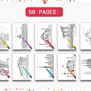World Wonders Coloring Pages | Stress Relief 50 Pages | Educational ...