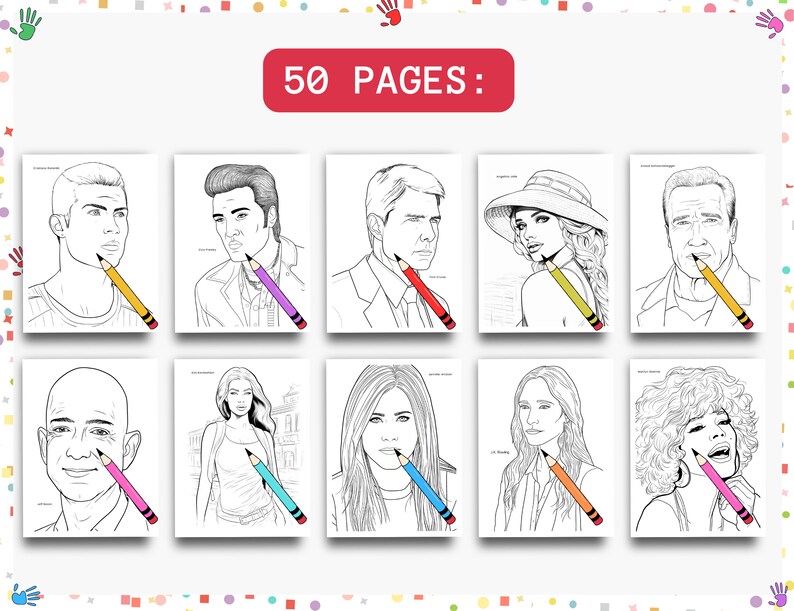 Famous People Coloring Pages | 50 Pages | Educational Book for Kids and ...