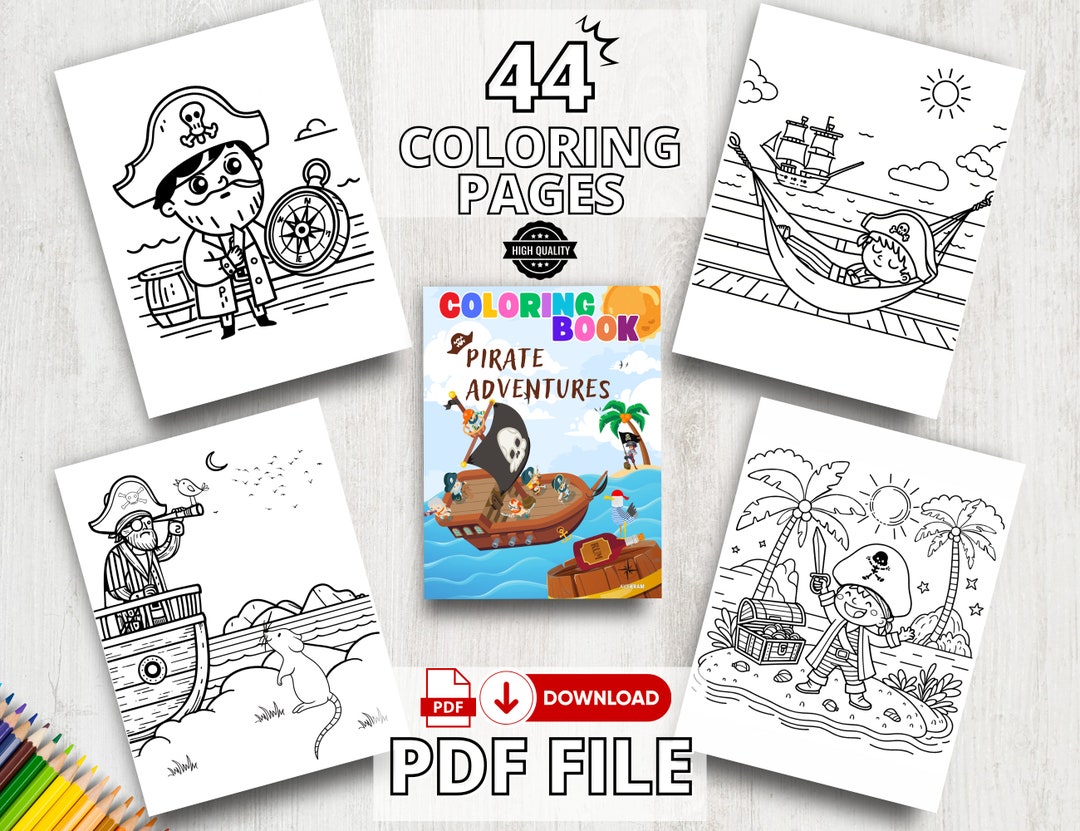 Pirate Adventures Coloring Pages | Cute Coloring Books for Kids Ages 3 ...
