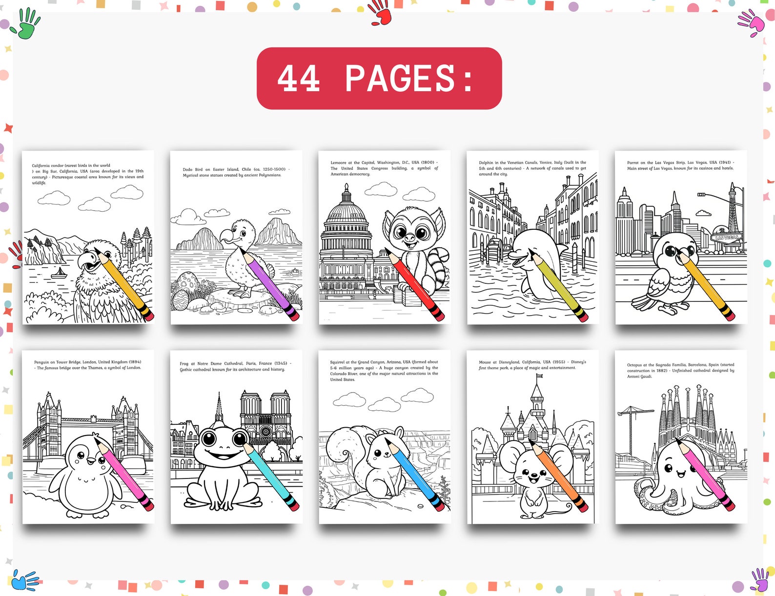 Animals Around the World Coloring Pages | 44 Pages | Educational ...