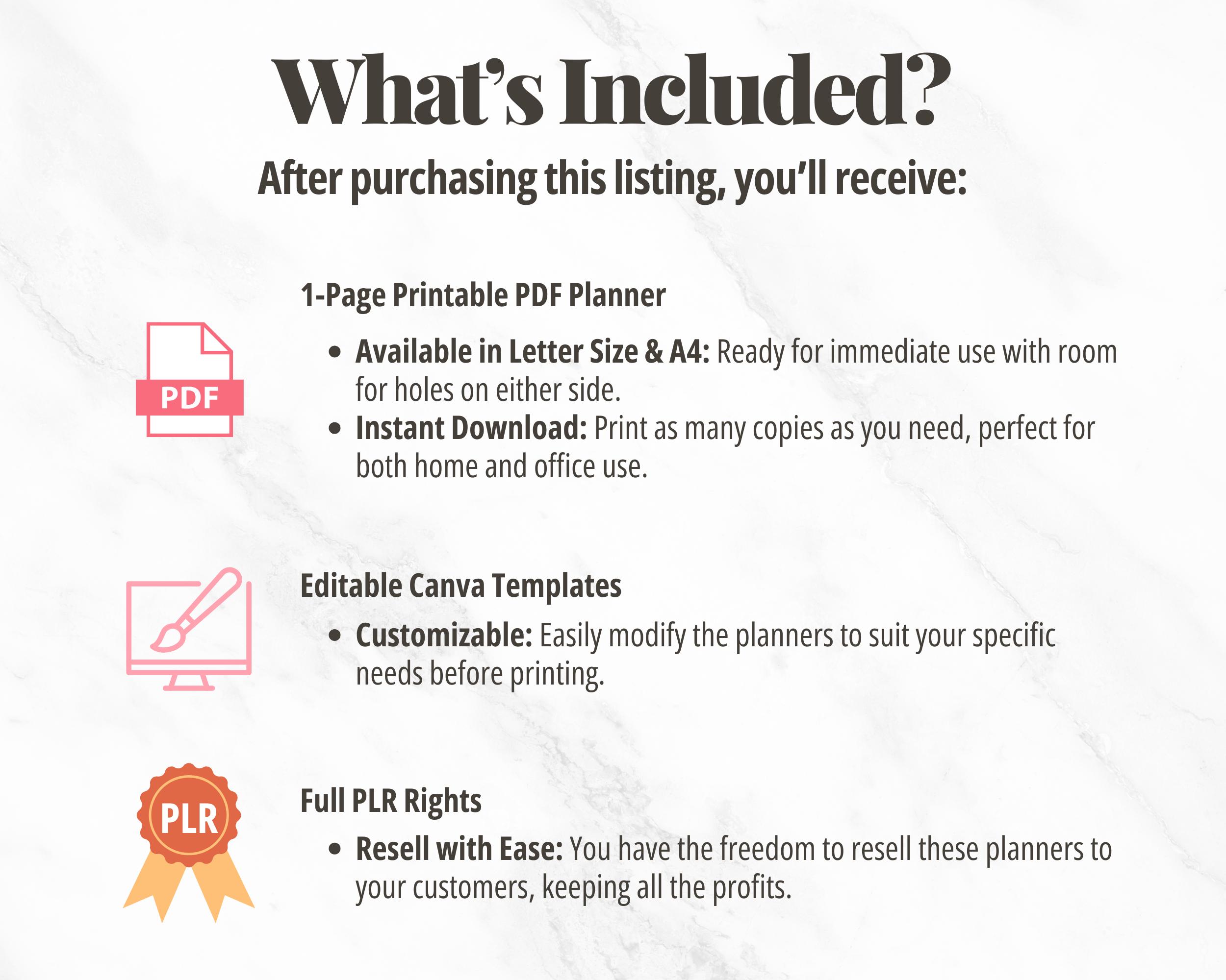 Task Tracker PDF Printable Planner PLR Canva Template Resell Rights ...