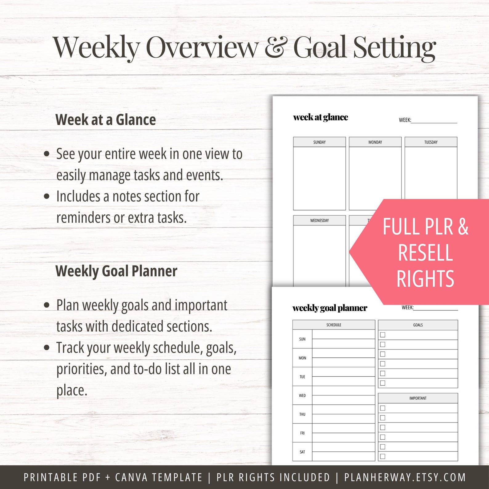 Weekly Planner Pages | Printable Weekly Planner Template Canva ...