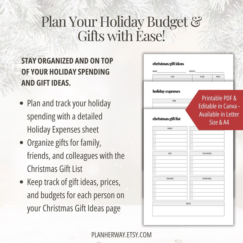 Christmas Planner Printable PDF | Christmas Shopping Tracker ...