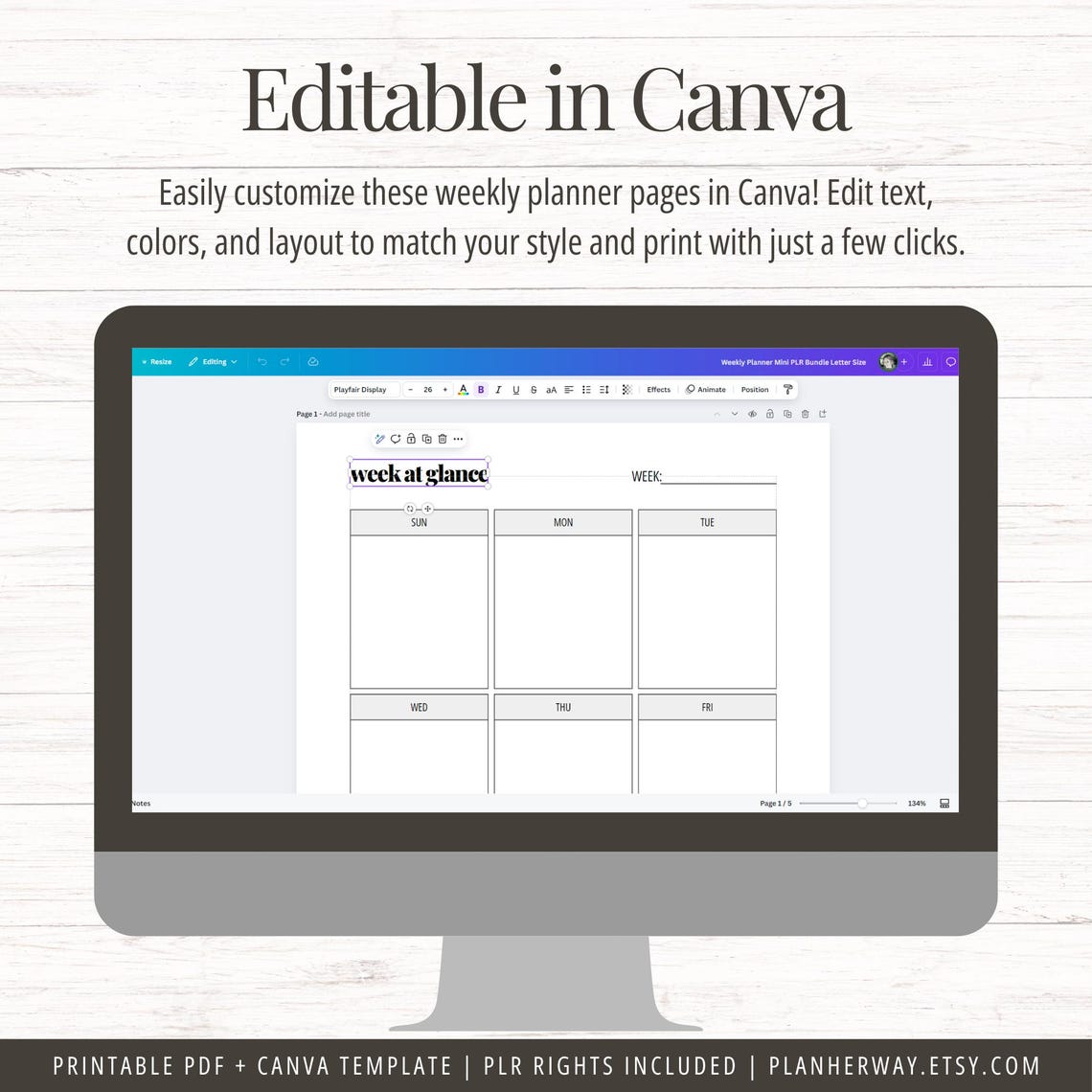 Weekly Planner Pages | Printable Weekly Planner Template Canva ...