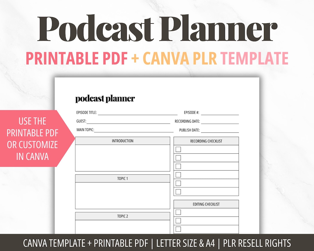 Podcast Planner Printable | Podcast Episode Template | Podcast Tracker ...