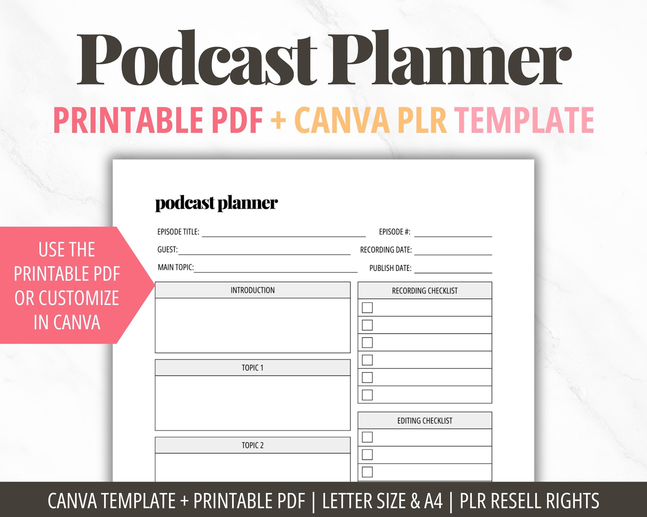 Podcast Planner Printable | Podcast Episode Template | Podcast Tracker ...