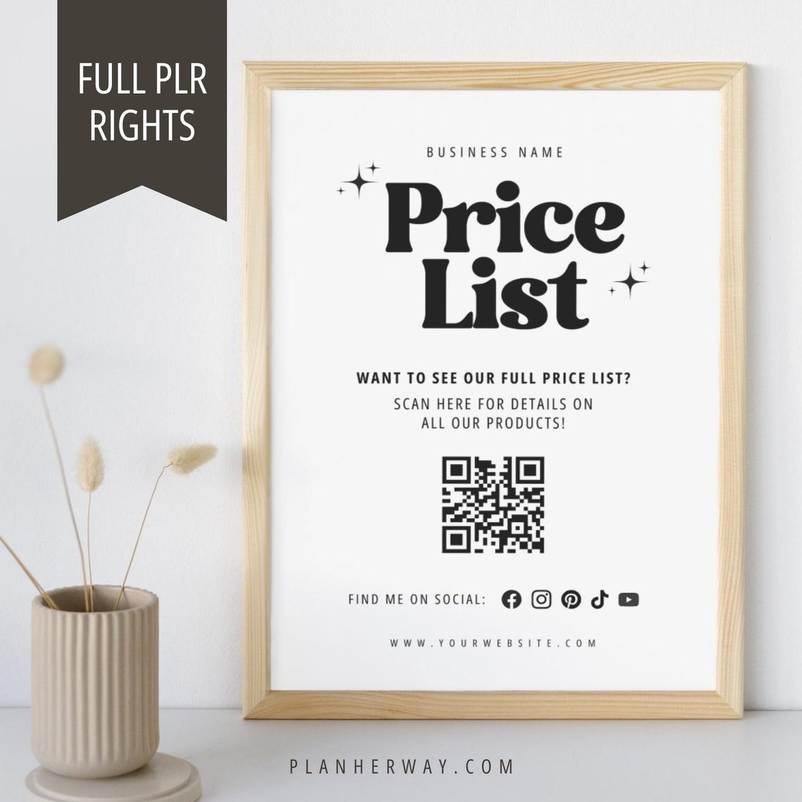 Editable Price List Template QR Code Sign | Editable QR Code Template ...