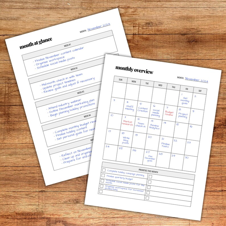 Minimalist Monthly Planner Printable Monthly Goal Planner Monthly ...