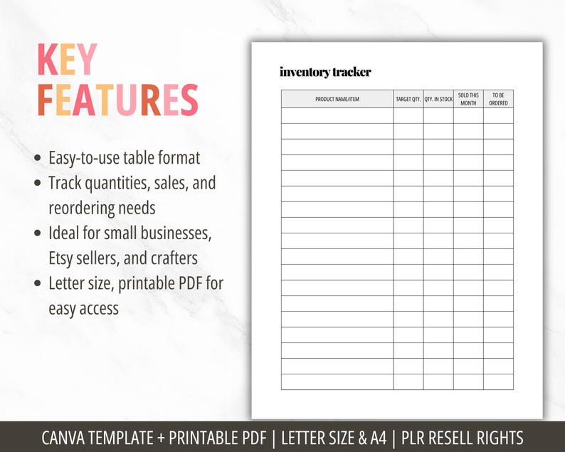 Inventory Tracker Planner PLR | Printable Inventory Template | Business ...