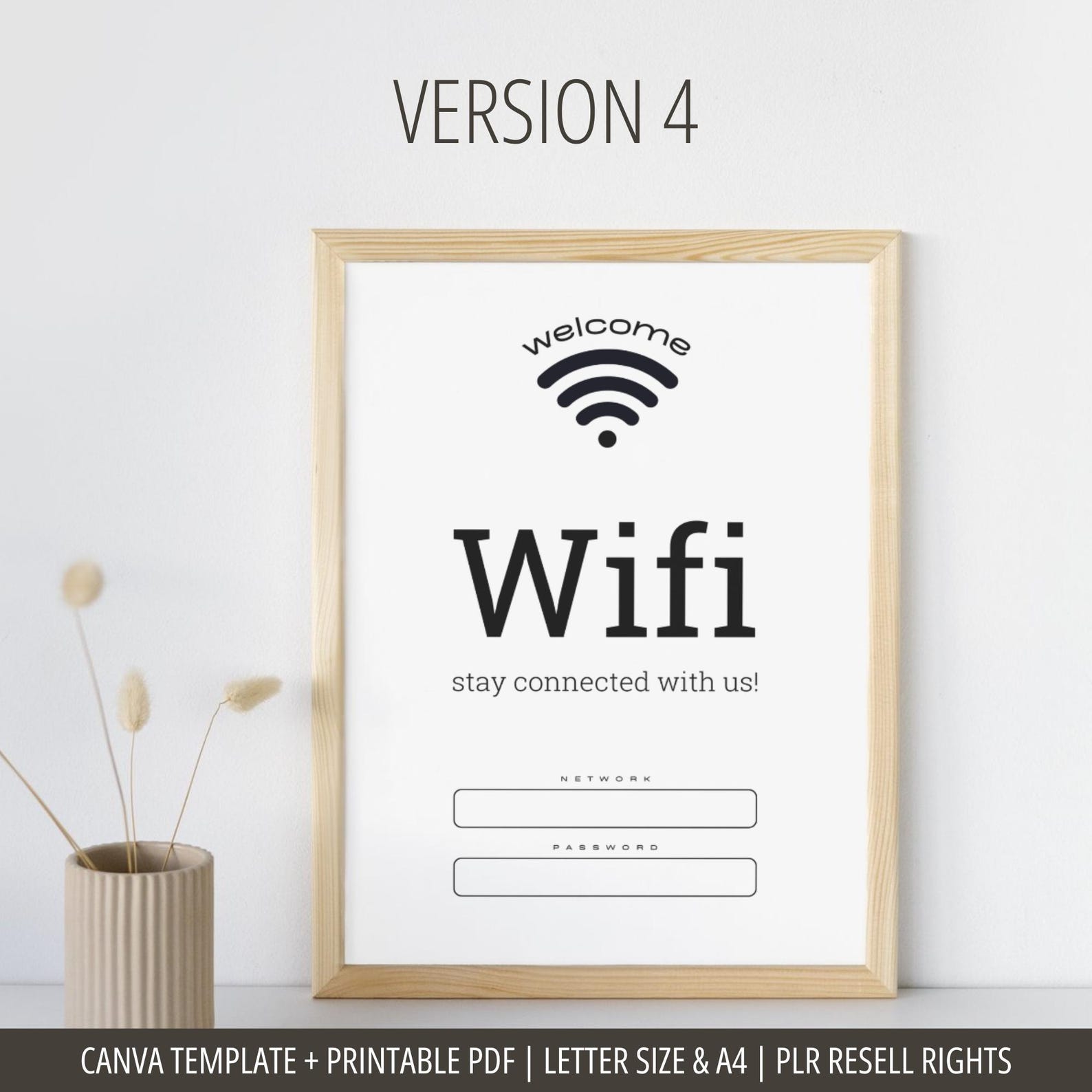 WIFI Sign Printable Bundle of 5 | Wifi Password Sign for Airbnb | Wifi ...