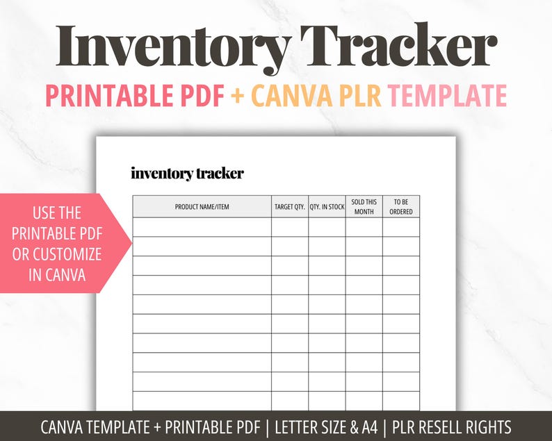 Inventory Tracker Planner PLR | Printable Inventory Template | Business ...