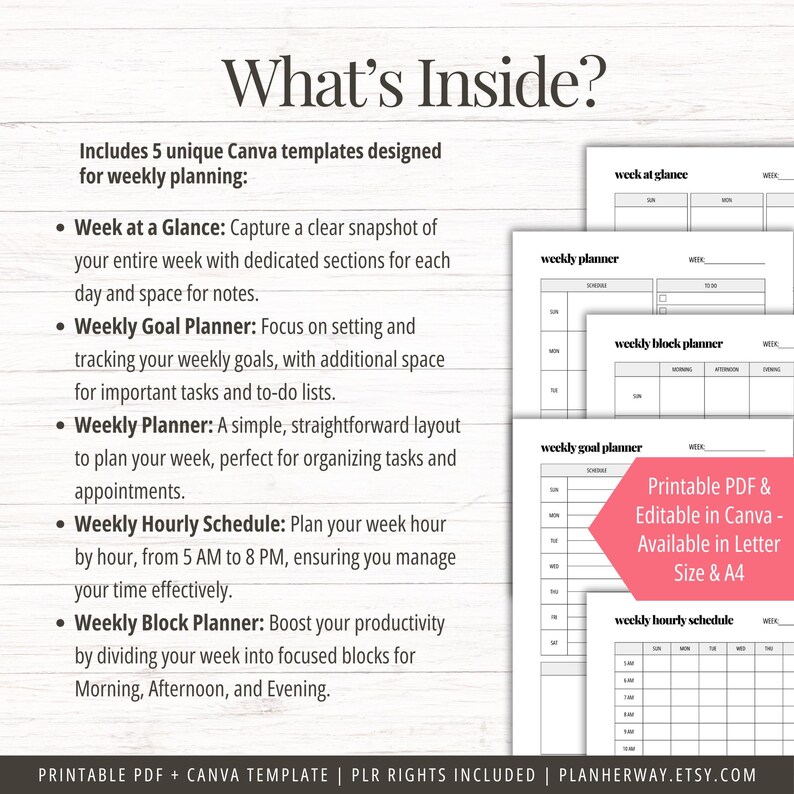 Weekly Planner Pages | Printable Weekly Planner Template Canva ...