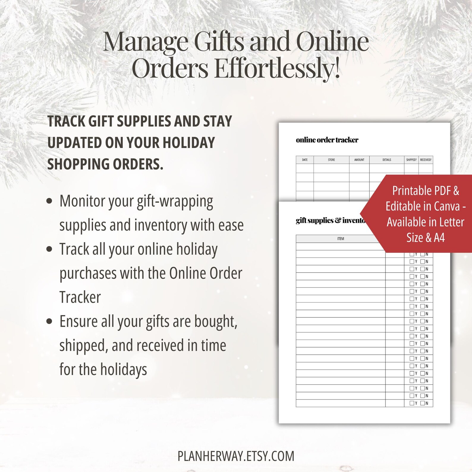 Christmas Planner Printable PDF | Christmas Shopping Tracker ...