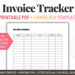 Invoice Tracker Printable Planner PLR | Business Tracker Canva Template PLR | Invoice Tracking ...