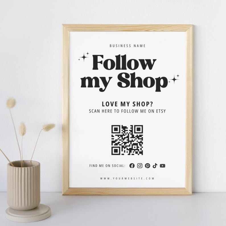 Follow My Shop QR Code Sign | Etsy Shop Sign | Craft Show Sign | Market ...