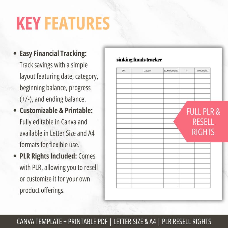 Sinking Funds Tracker Printable | Sinking Funds Template Canva PLR ... Sinking Funds Tracker Printable | Sinking Funds Template Canva PLR ...