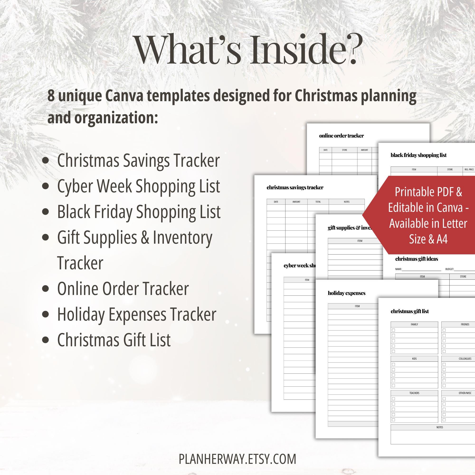 Christmas Planner Printable PDF | Christmas Shopping Tracker ...