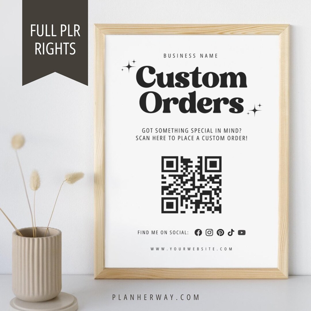 Custom Orders QR Code Sign Template | Craft Show Sign Editable Template ...