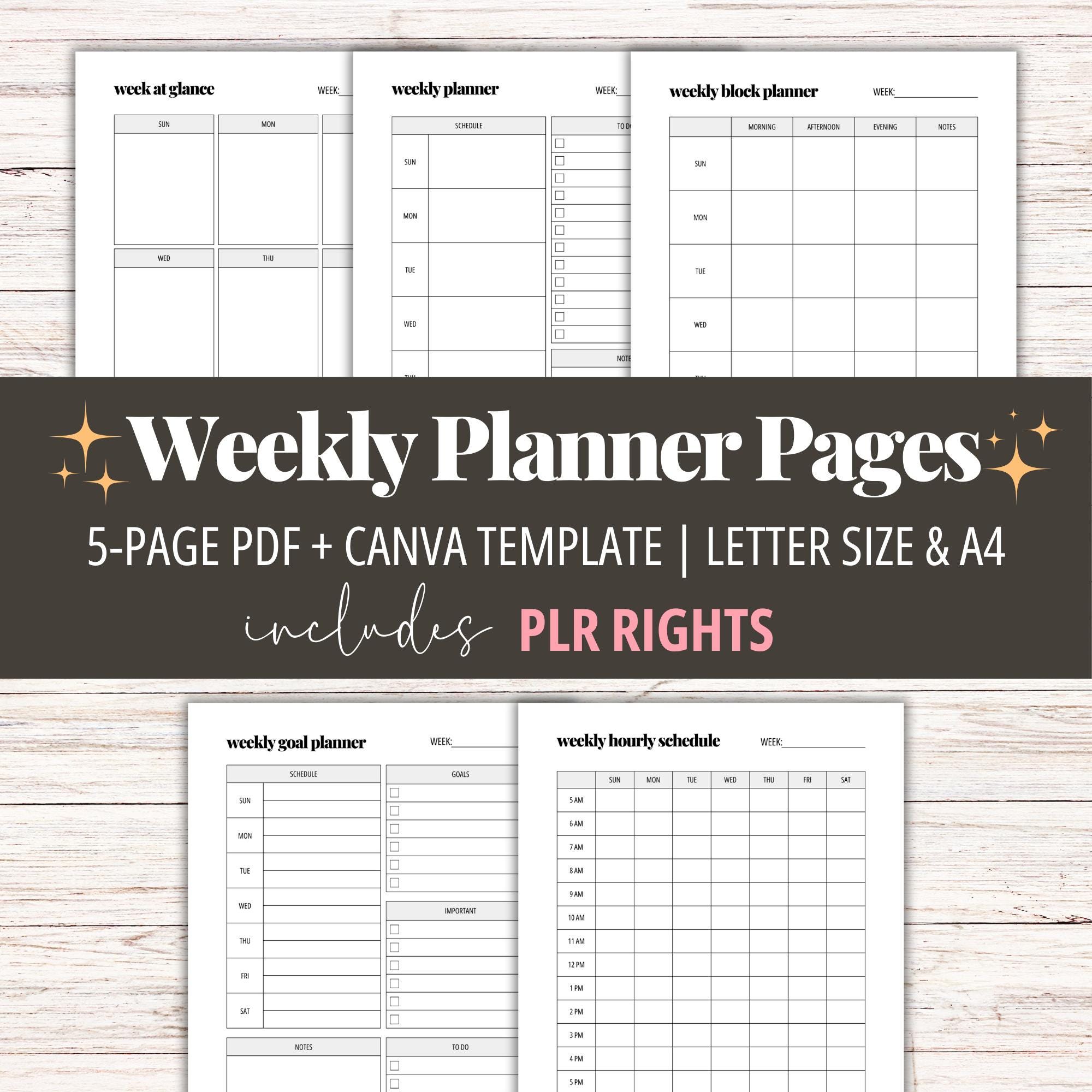 Weekly Planner Pages | Printable Weekly Planner Template Canva ...