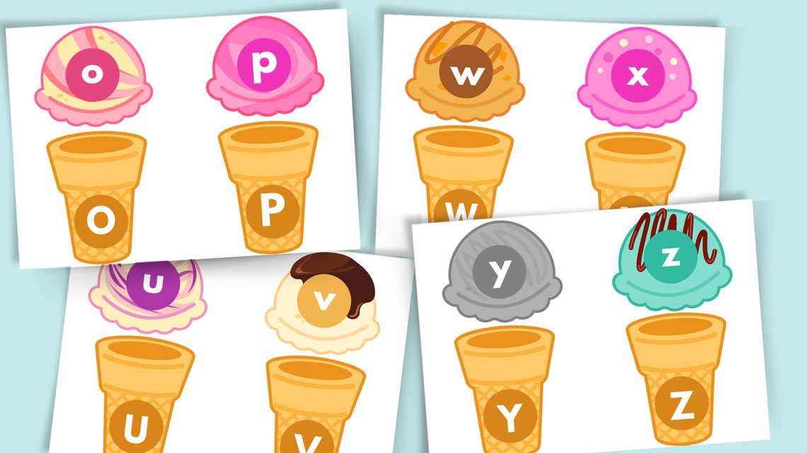 Ice Cream Alphabet Uppercase and Lowercase Letters Matching/cutting ...