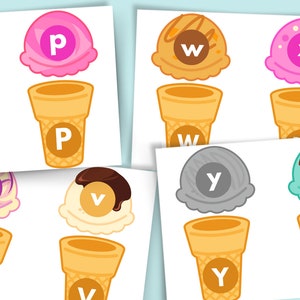 Ice Cream Alphabet Uppercase and Lowercase Letters Matching/cutting ...