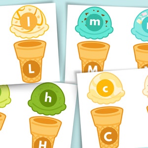 Ice Cream Alphabet Uppercase and Lowercase Letters Matching/cutting ...