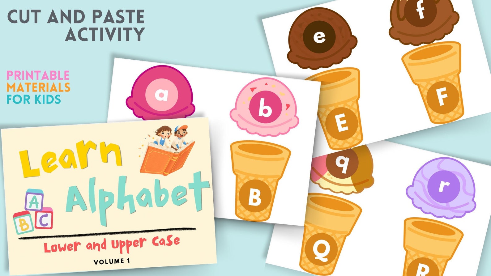 Ice Cream Alphabet Uppercase and Lowercase Letters Matching/cutting ...