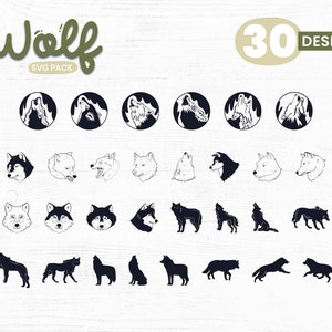 Wolf SVG Icon Pack Printable SVG Pack Digital SVG Editable Template ...