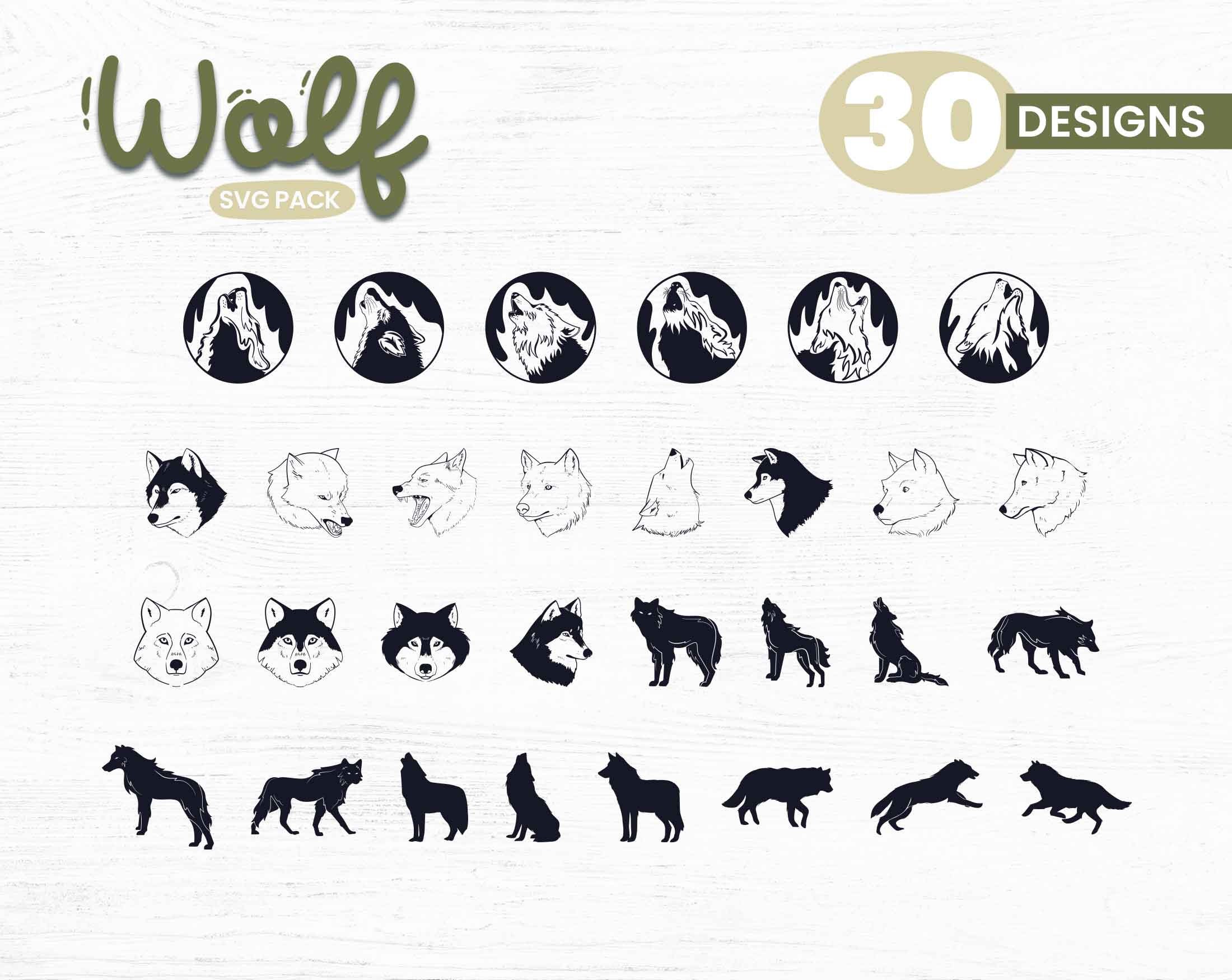 Wolf SVG Icon Pack Printable SVG Pack Digital SVG Editable Template ...