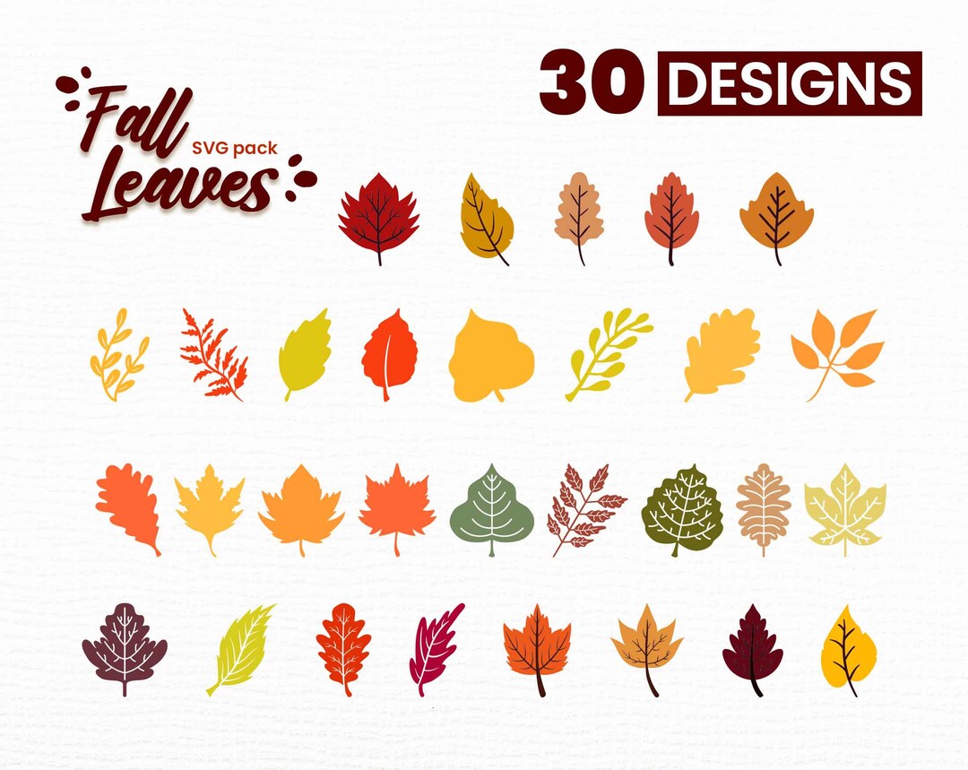 Fall Leaves SVG Icon Pack Printable SVG Pack Digital SVG Editable ...