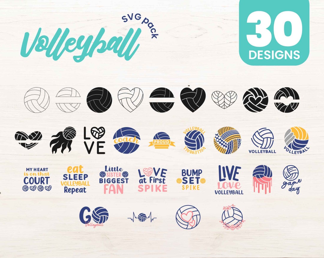 Volleyball SVG Icon Pack Printable SVG Pack Digital SVG Editable ...