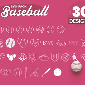 Baseball SVG Icon Pack Printable SVG Pack Digital SVG Editable Template ...