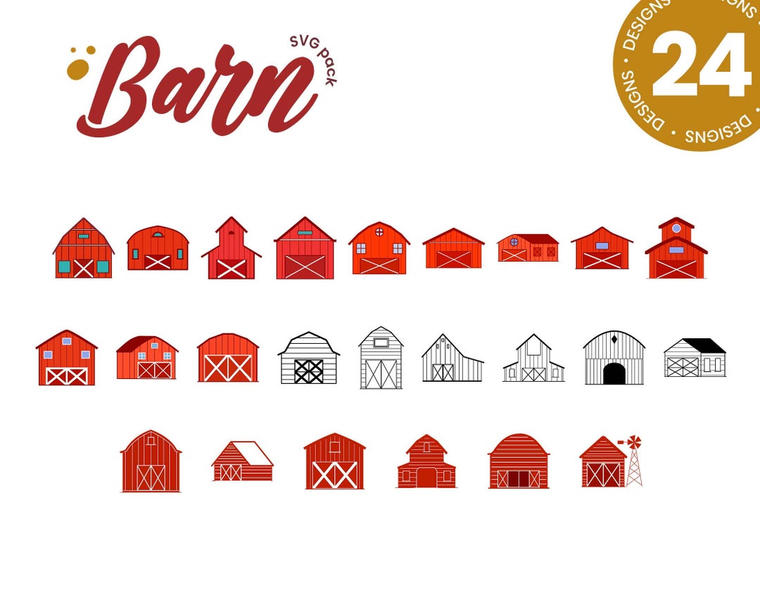 Barn SVG Icon Pack Printable SVG Pack Digital SVG Editable Template ...