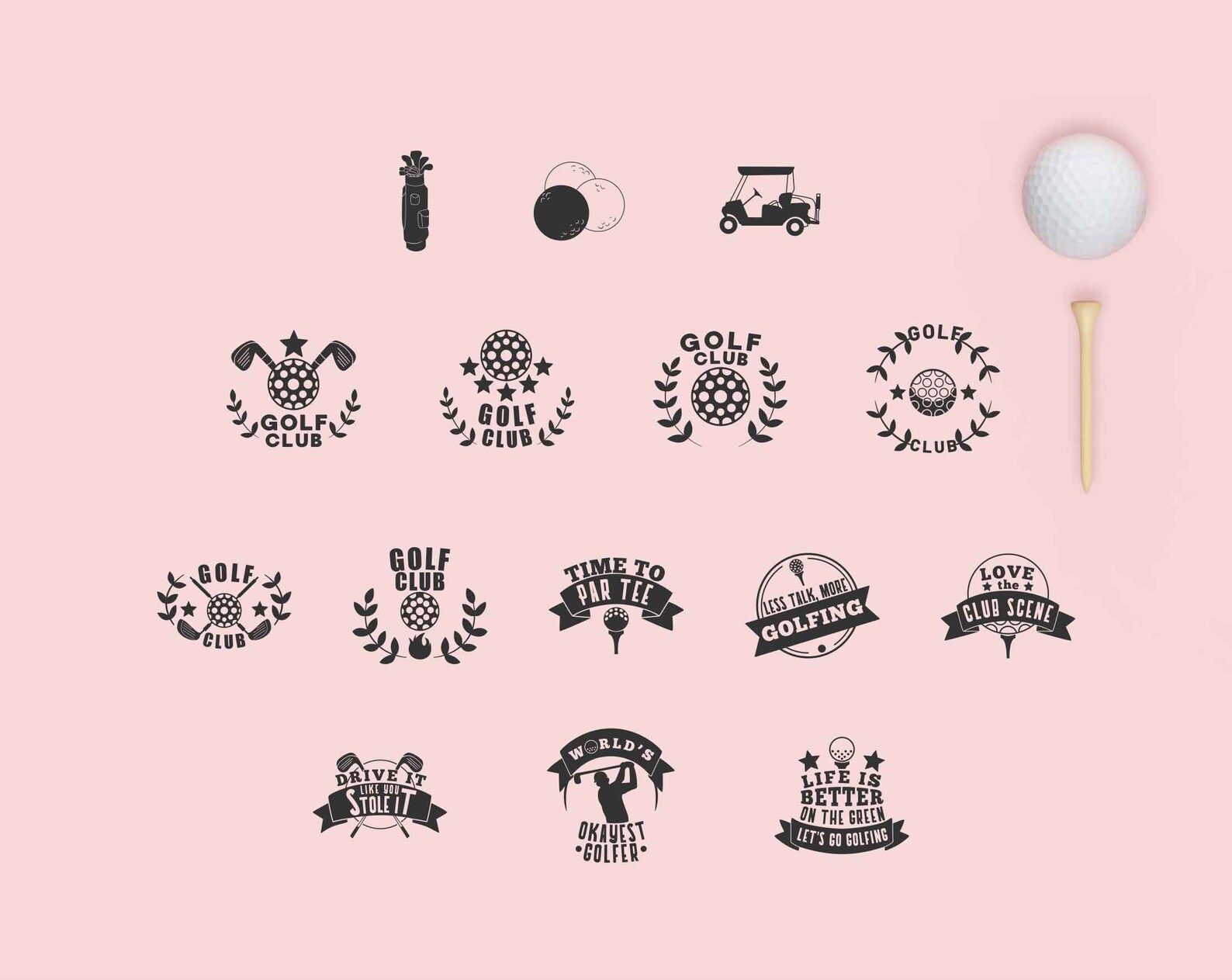 Golf SVG Icon Pack Printable SVG Pack Digital SVG Editable Template ...