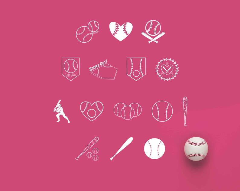 Baseball SVG Icon Pack Printable SVG Pack Digital SVG Editable Template ...